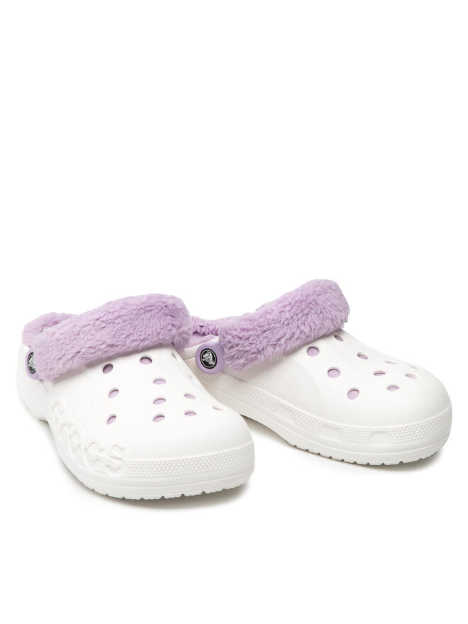 Pantoletten Crocs Baya Lined Fuzz Strap Clog 206633 Weiß | eschuhe.de