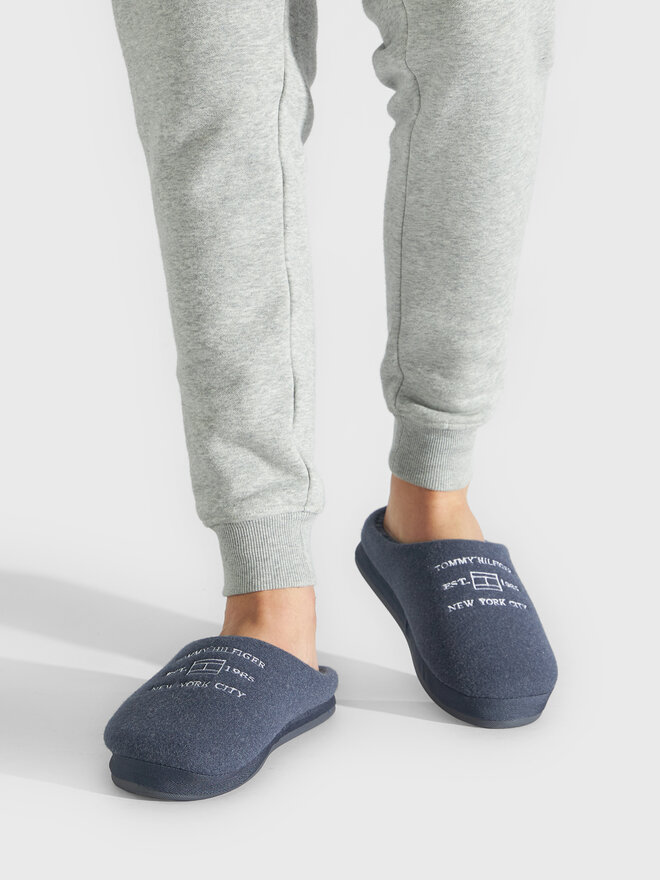 Hausschuhe Tommy Hilfiger Felt Homeslipper FM0FM04221 Dunkelblau eschuhe