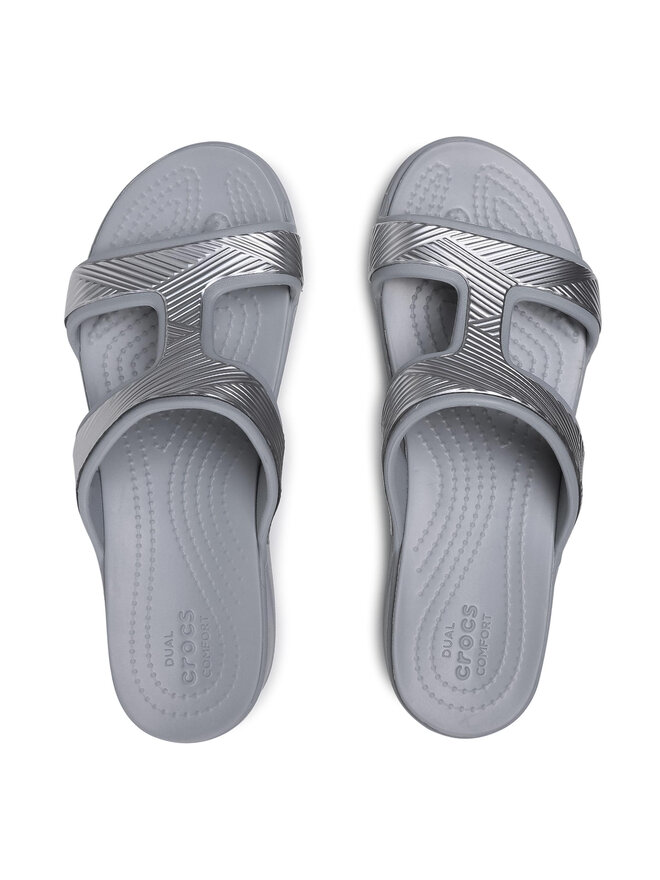 Pantoletten Crocs Monterey Metallic Sowdg 207144 Silberfarben | eschuhe.de