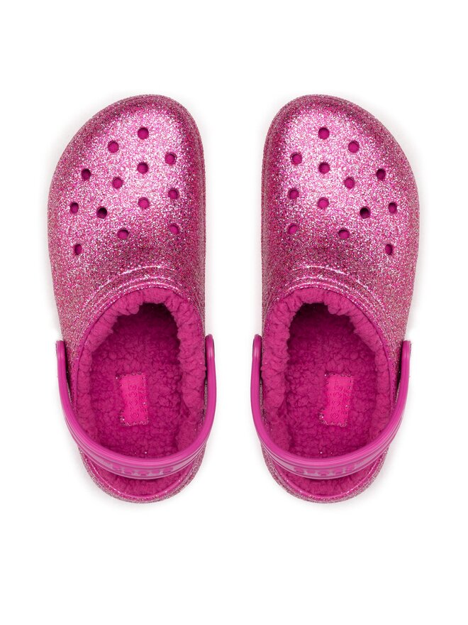 Nazouváky Crocs Classic Lined Glitter Clog K 207462 Růžová | eobuv.cz