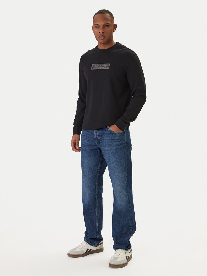 Napapijri Longsleeve S-Box Logo NP0A8BC5 Schwarz Regular Fit | eschuhe.de