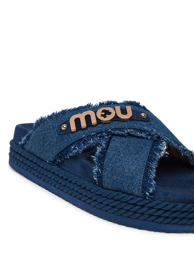 Pantoletten Mou Criss-cross MU.SW451004K Blau | eschuhe.de