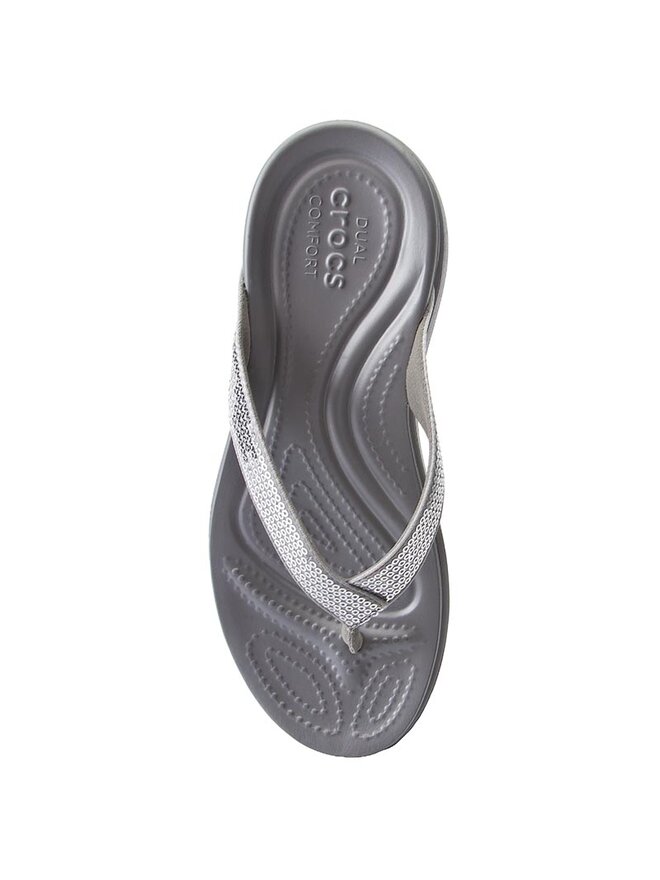 Zehentrenner Crocs Capri V Sequin W 204311 Silberfarben | eschuhe.de