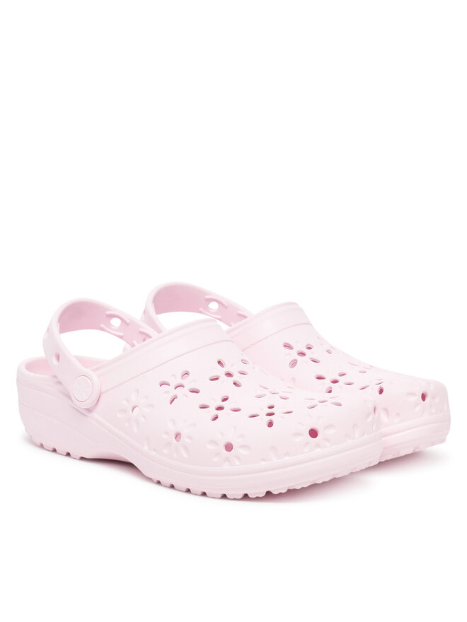 Klapki Crocs Classic Floral Cut Out Clog 210927 Różowy | eobuwie.com.pl