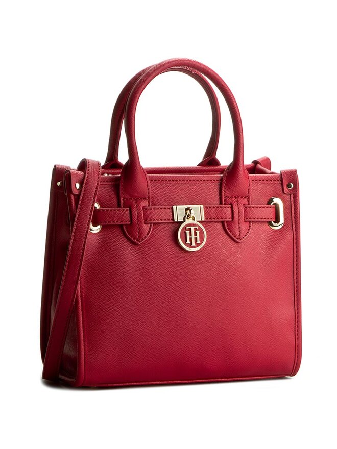 Handtasche Tommy Hilfiger American Icon Mini Tote Saffiano AW0AW03171 Rot eschuhe