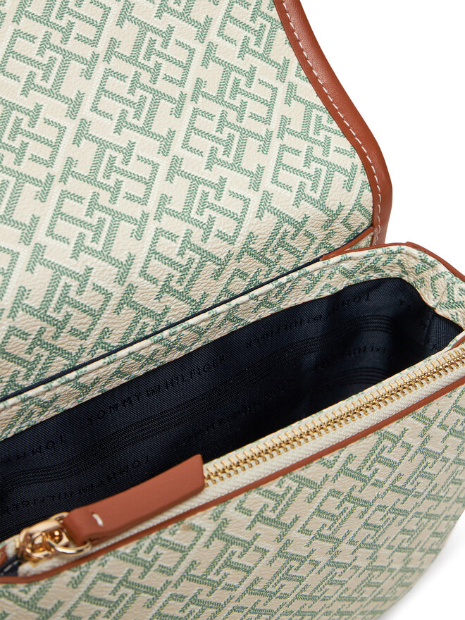 Torebka Tommy Hilfiger Th Monoplay Leather Saddle Bag AW0AW17414 Zielony | eobuwie.com.pl