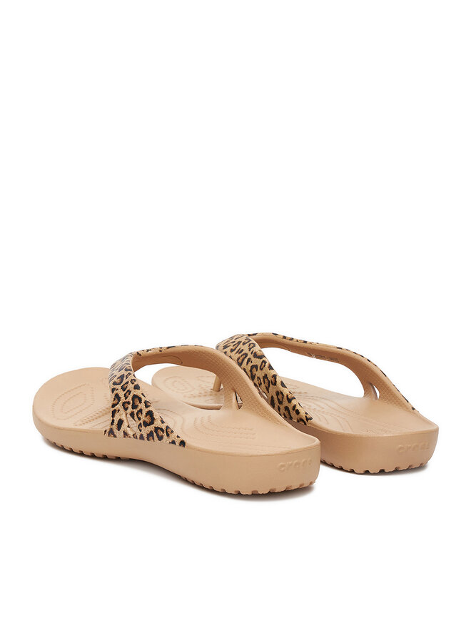 Japonki Crocs KADEE II LEOPARD FLIP W 206398-98R Beżowy | eobuwie.com.pl