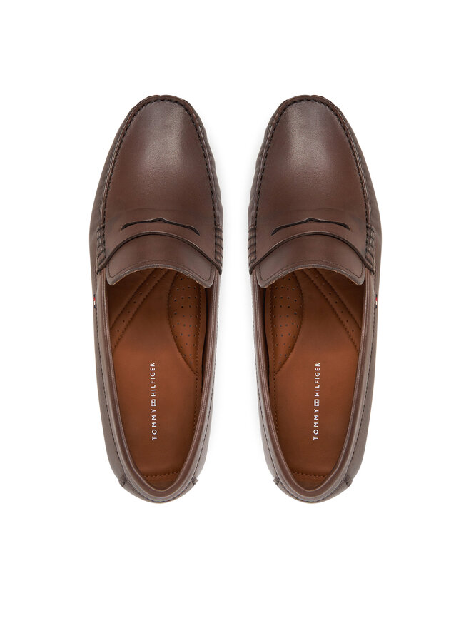 Mocasini Tommy Hilfiger Corpoarte Hilfiger Lth Driver FM0FM04810 Maro ...