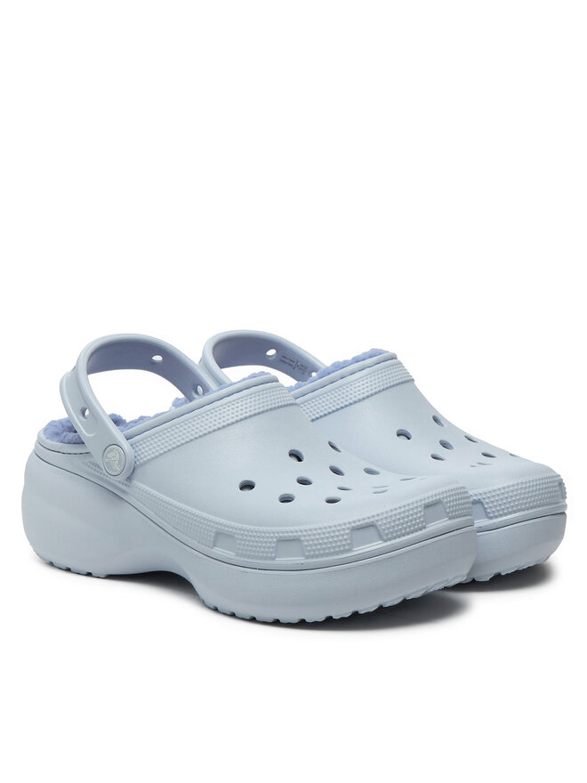 Klapki Crocs Classic Platform Lined Clog W 207938 Błękitny | eobuwie.com.pl