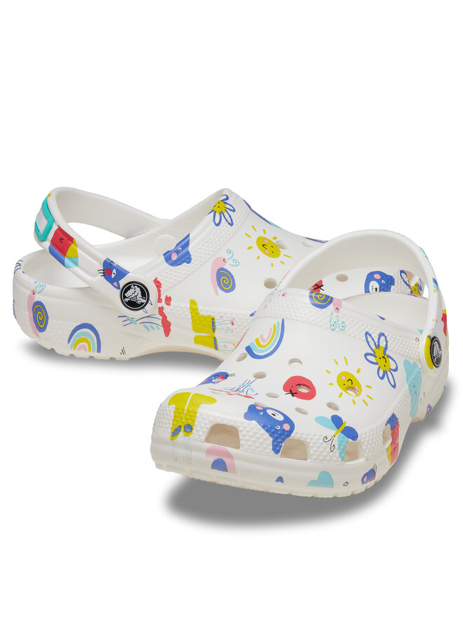 Nazouváky Crocs Classic Doodle Print Clog K 210356 Bílá | eobuv.cz