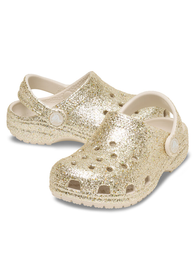 Klapki Crocs Classic Chunky Glitter Clog K 211939 Beżowy | eobuwie.com.pl