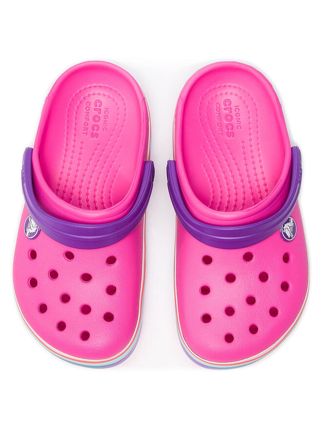 Pantoletten Crocs Crocband Wavy Band Clog K 205697 Rosa | eschuhe.de
