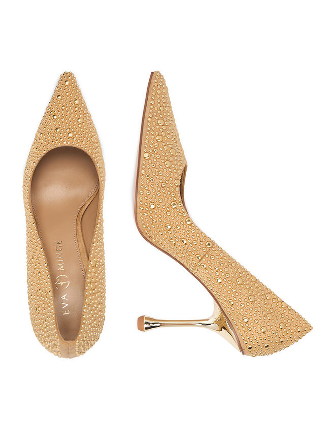 Pantofi cu toc subțire Eva Minge EO-SIAN-1797-181 Auriu | epantofi.ro