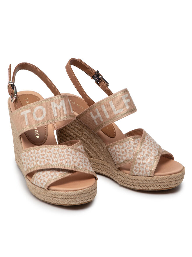 Espadrilles Tommy Hilfiger Webbing High Wedge Sandal FW0FW06355 Beige ...