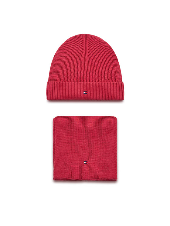 Комплект шал и шапка Tommy Hilfiger Small Flag AU0AU01937 Розов | Obuvki.bg