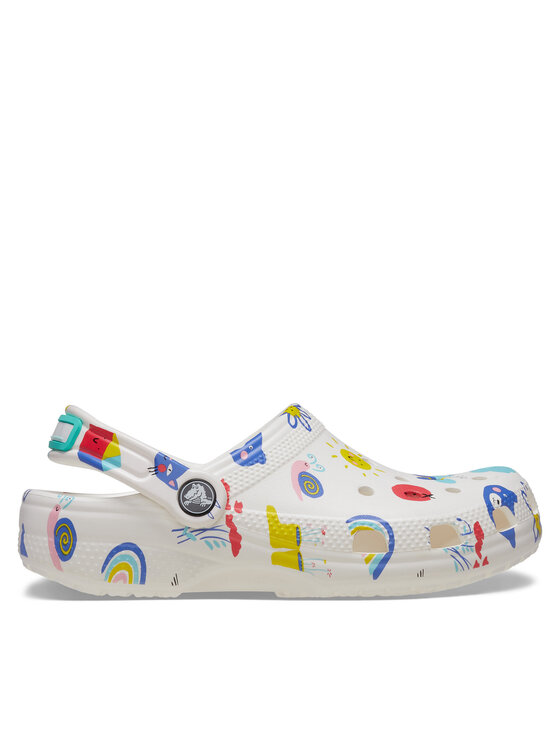Klapki Crocs Classic Doodle Print Clog K 210356 Biały | Eobuwie.com.pl