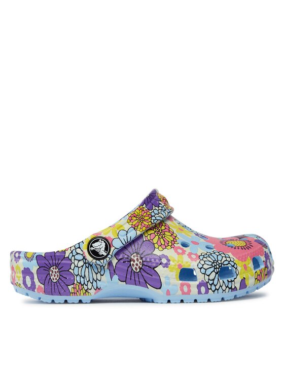 Klapki Crocs Crocs Classic Retro Floral Clog Kids 209059 Niebieski ...