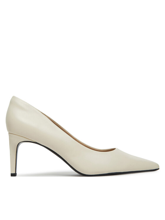 Szpilki Calvin Klein Pump 70 Pointy Hw Bar Lth HW0HW02561 Écru ...